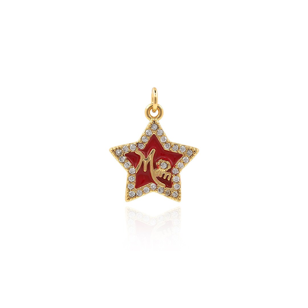 Enamel Pentagram Alphabet Pendant, 18K Gold Filled Pentacle Pendant ...