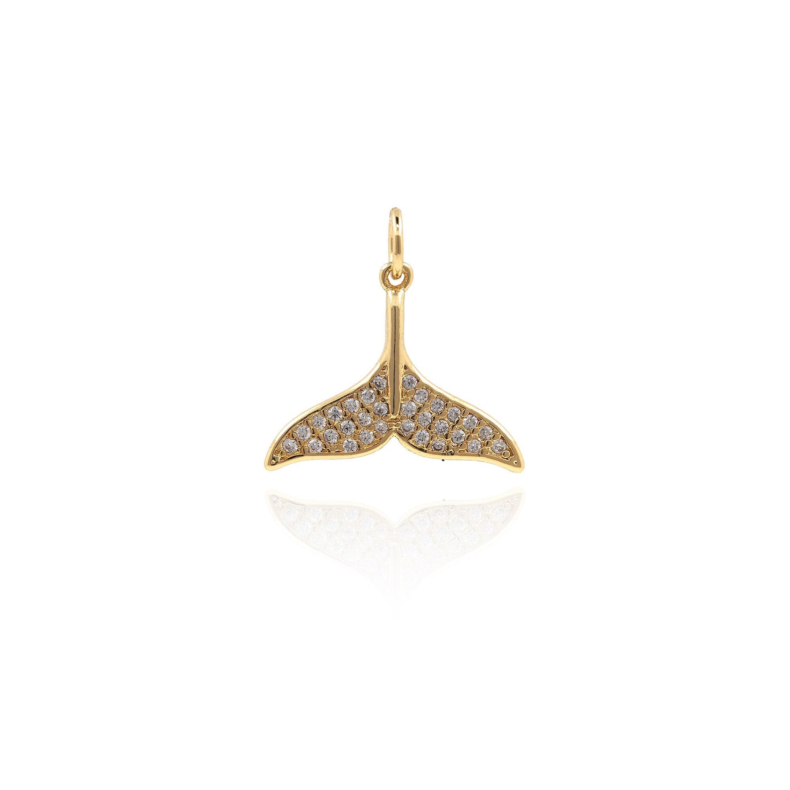 Fishtail Pendant, 18K Gold Filled Fishtail Charm, Micropavé CZ Tail ...