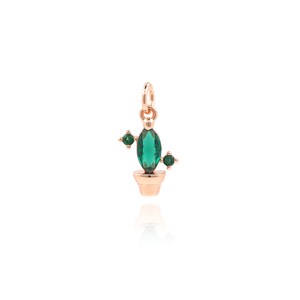 18K Gold Filled Cactus Pendant,micropavé CZ Desert Charm, Plant ...