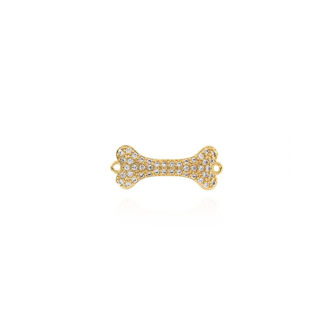 Micropavé CZ Dog Bone Connectors, Bone Connector Charm, 18K Gold Filled ...