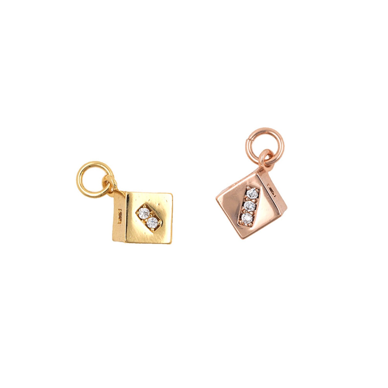18K Gold Filled Cube Pendant,micropavé CZ Cube Necklace, Tiny Dice ...