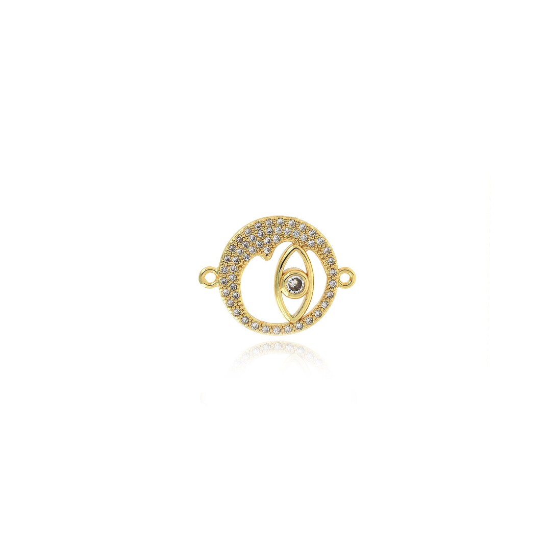 Micropavé CZ Rounded Connector 18K Gold Filled Evil Eye Connector,evil ...