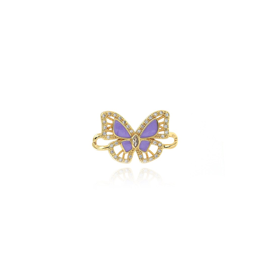 Micropavé CZ Insect Connector,enamel Butterfly Connector,18k Gold ...