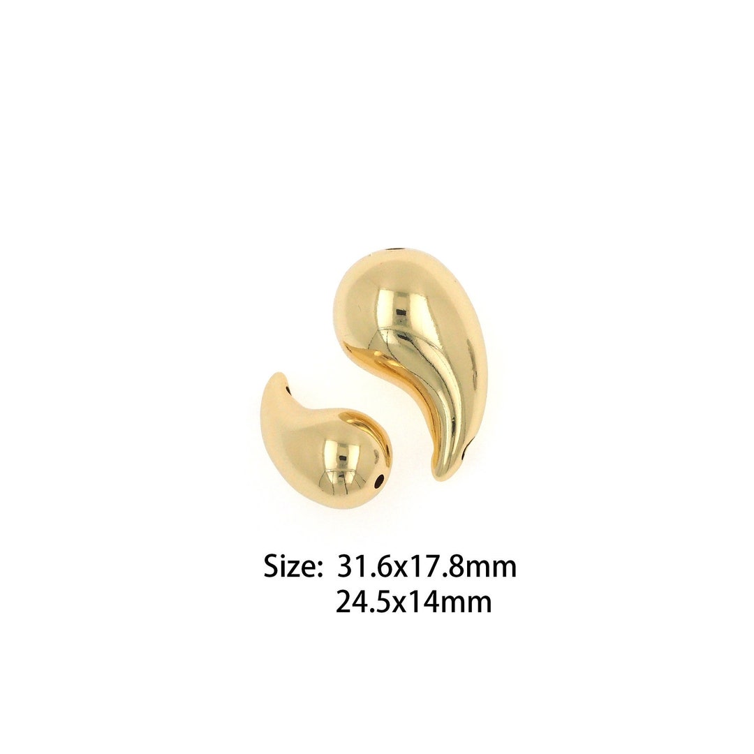 Yin and Yang Spacer Beads, 18K Gold Filled Water Drop Beads, Gold ...