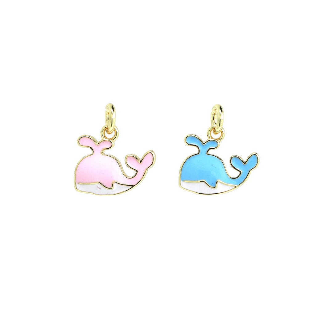 Whale Pendant, Blue Whale Pendant,enamel Sea Life Pendant, 18K Gold ...