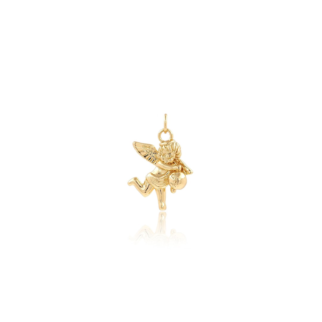 Baby Angel Necklace, Angel Charm Necklace, 18K Gold Filled Cupid ...