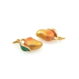 Micropavé CZ Fruit Pendant,enamel Mango Pendant,18k Gold Filled Mango ...