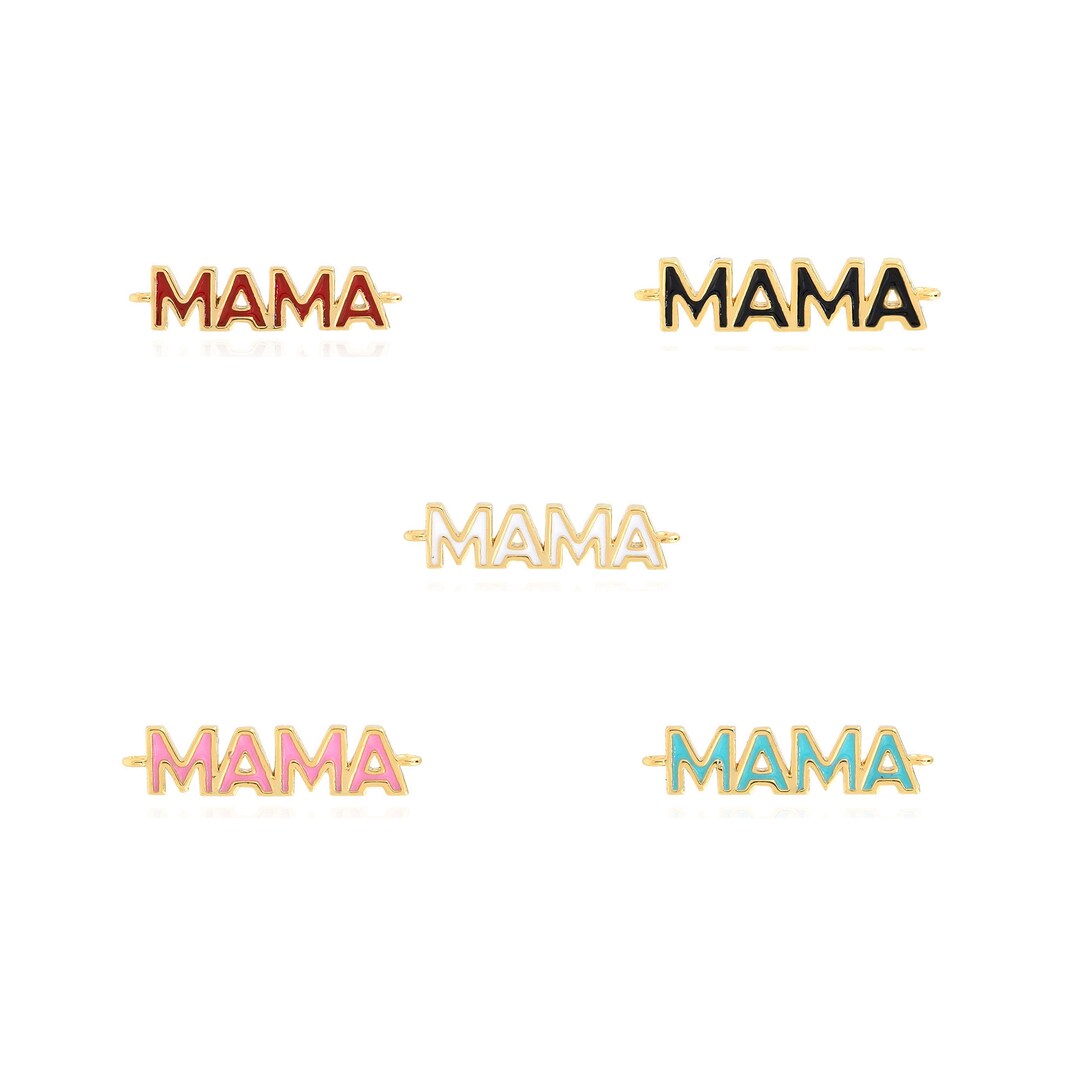 18K Gold Filled Alphabet Charm, Enamel MAMA Connector, Letter Connector ...