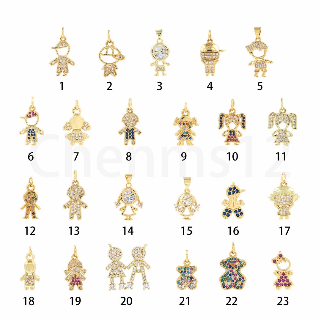 18K Gold Filled Boys Pendant, Micro Pavé CZ Charms for Girls, Kids ...