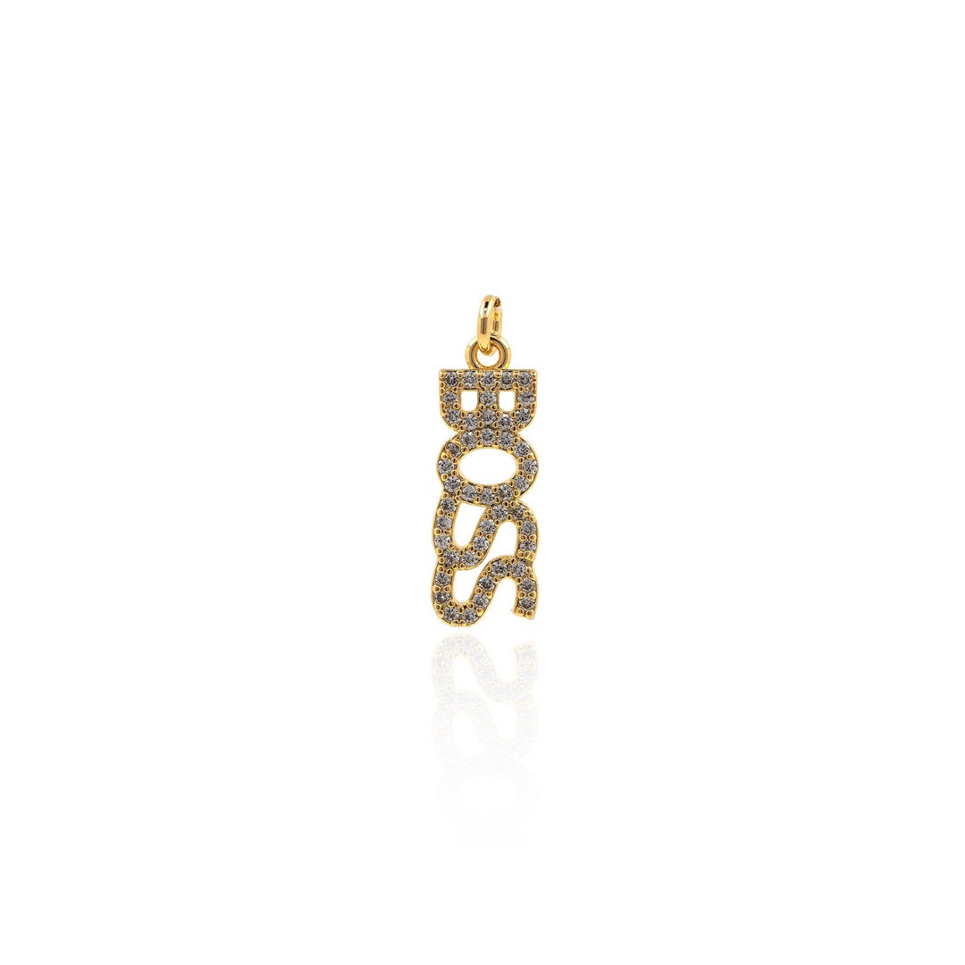 18K Gold Filled Letter Pendant,letter Boss Pendant,bar Charm,boss Charm ...