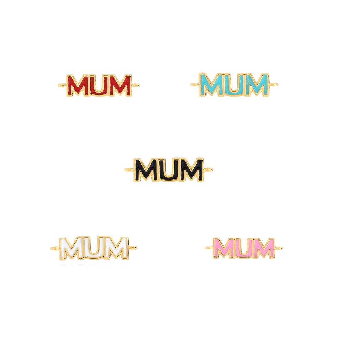 Enamel Mum Connector, 18K Gold Filled Alphabet Charm, Letter Connector ...