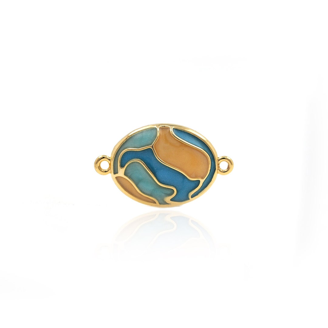 Oval Connector, Geometric Connector,enamel Connector,18k Gold Filled ...
