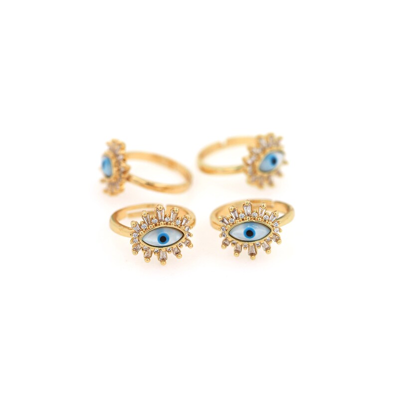 Shell Eye Ringthin Ring,micropave CZ Evil Eye Ring,18k Gold Filled ...
