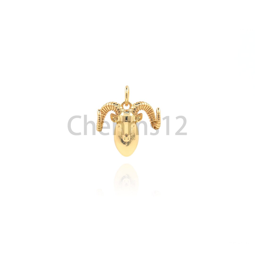 Elk Pendant, 18K Gold Stuffed Antler Necklace, Deer Head Charm, Elk ...