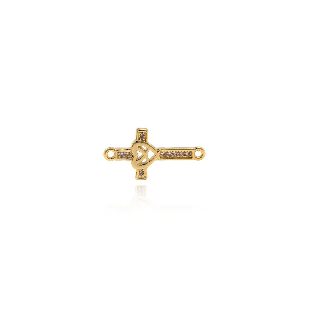 Heart Connector,18k Gold Filled Christian Charm, Religious Connector ...