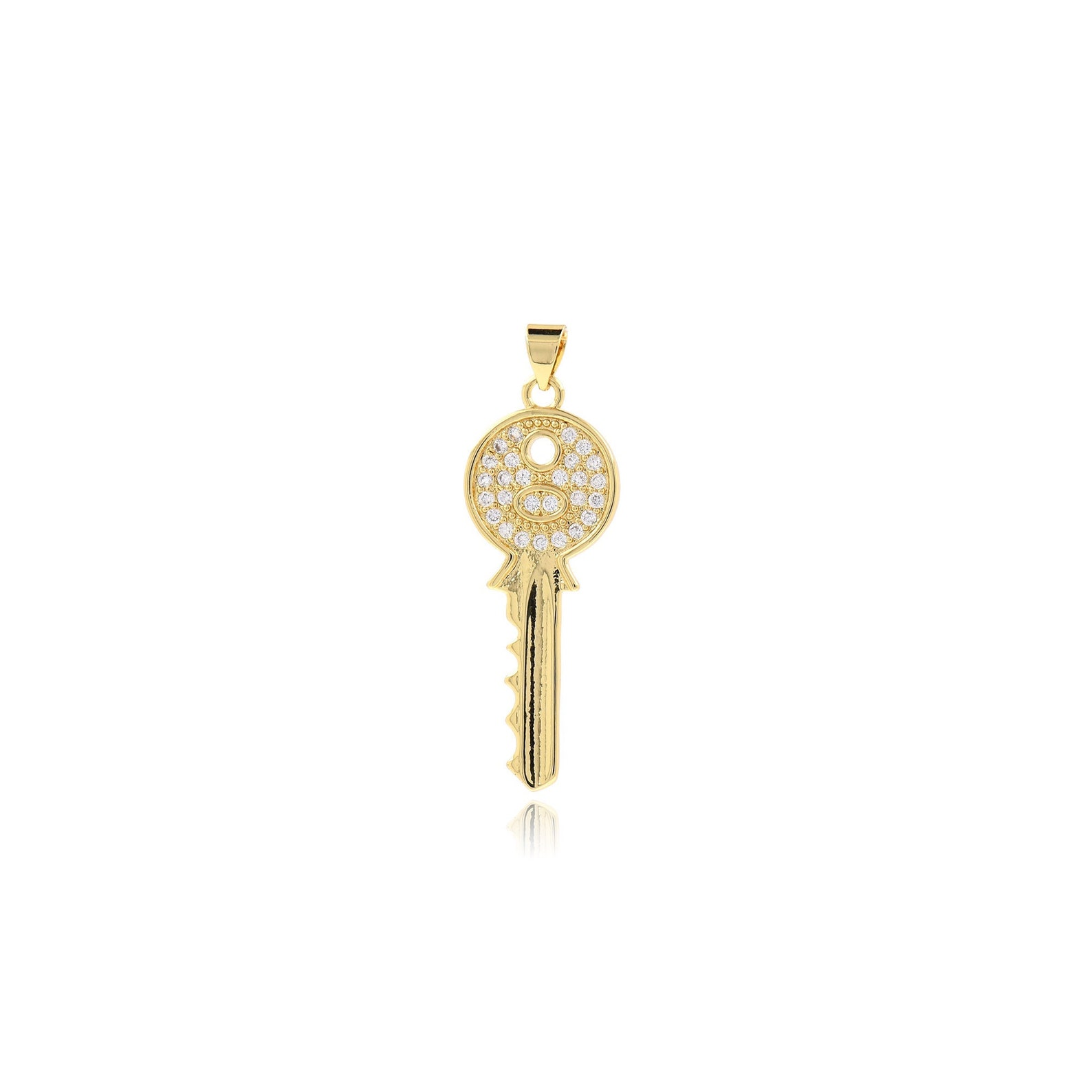 Gold Key Charm, Key Ornament,micropavé CZ Dainty Key Pendant, Key ...
