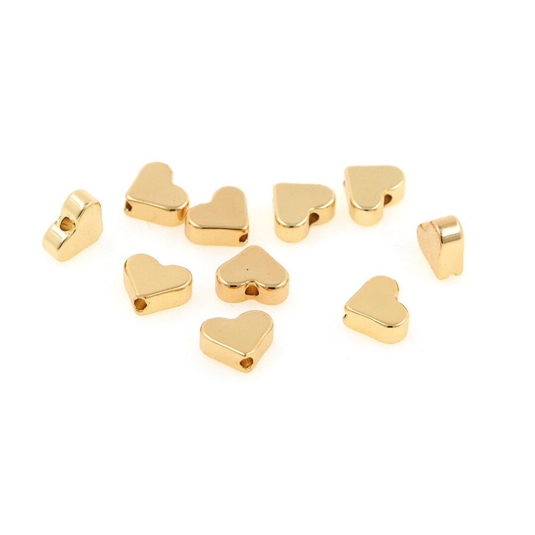 10 Pcs，18k Gold Filled Heart Beads, Love Beads,heart Spacer Beads, Heart Spacers, Heart Beads ...