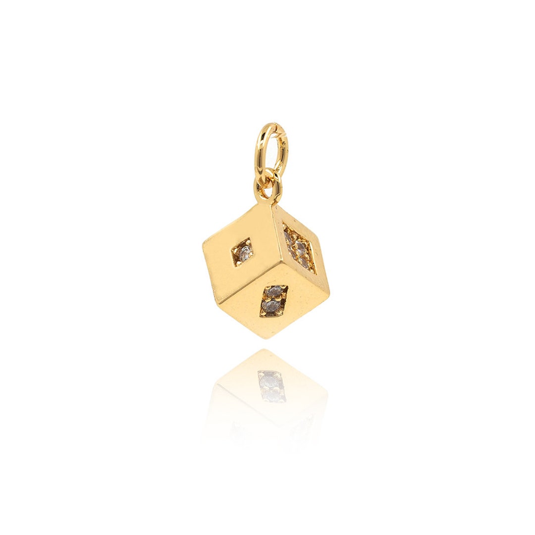 18K Gold Filled Cube Pendant,micropavé CZ Cube Necklace, Tiny Dice ...