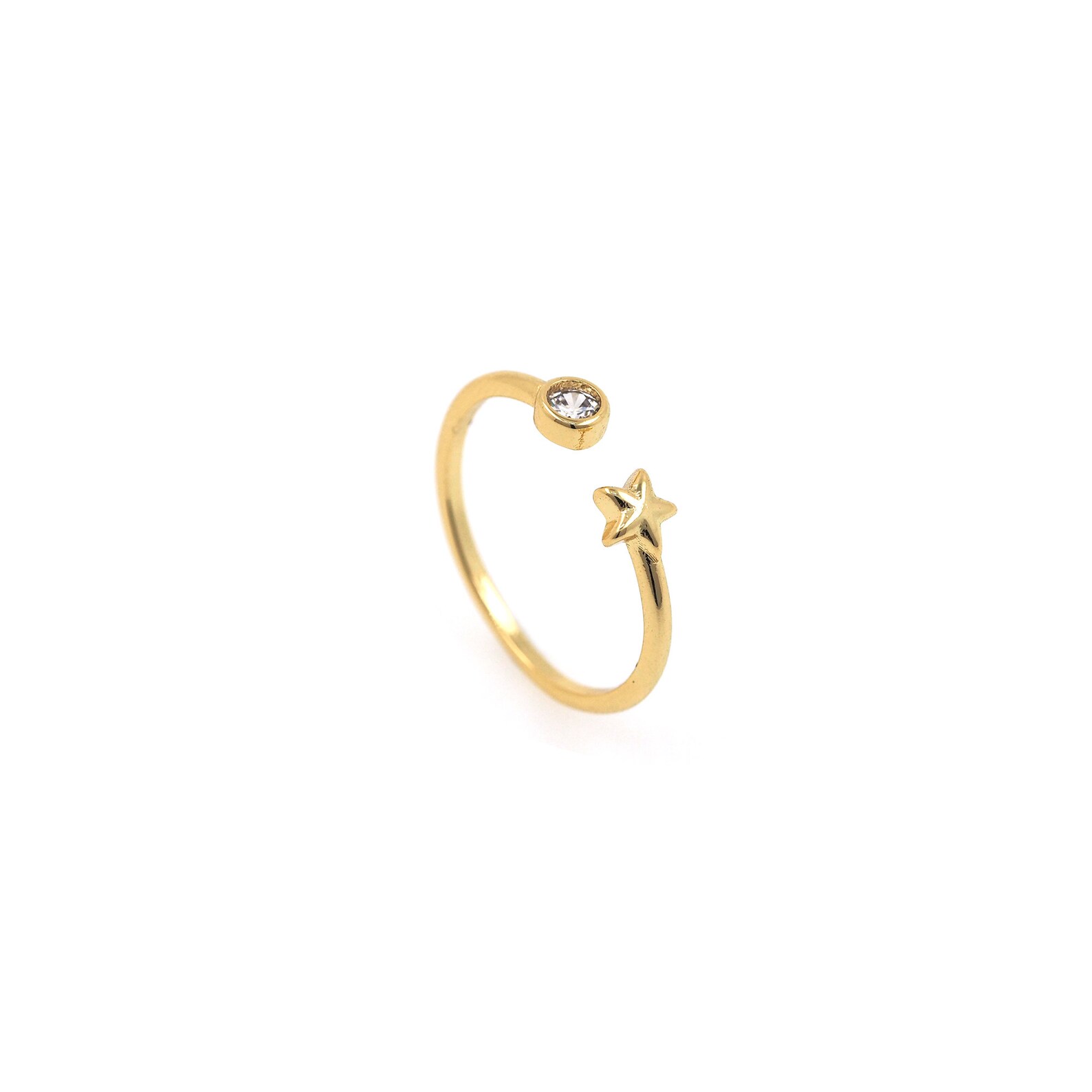 Polaris Ring, 18K Gold Filled Star Ring, Micropavé CZ Star Charm ...