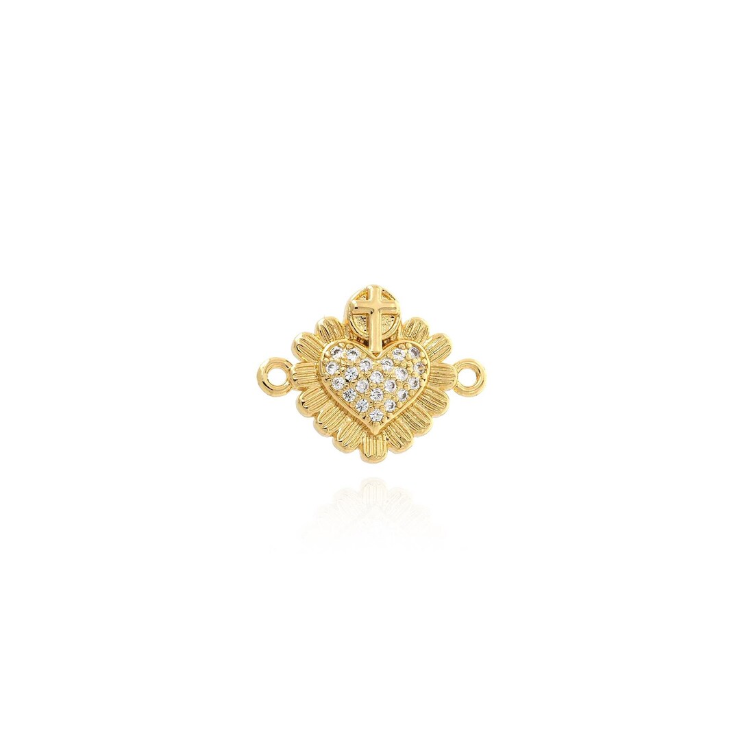 Heart Connector Jewelry ,micropavé CZ Heart Connector Jewelry , 18K ...