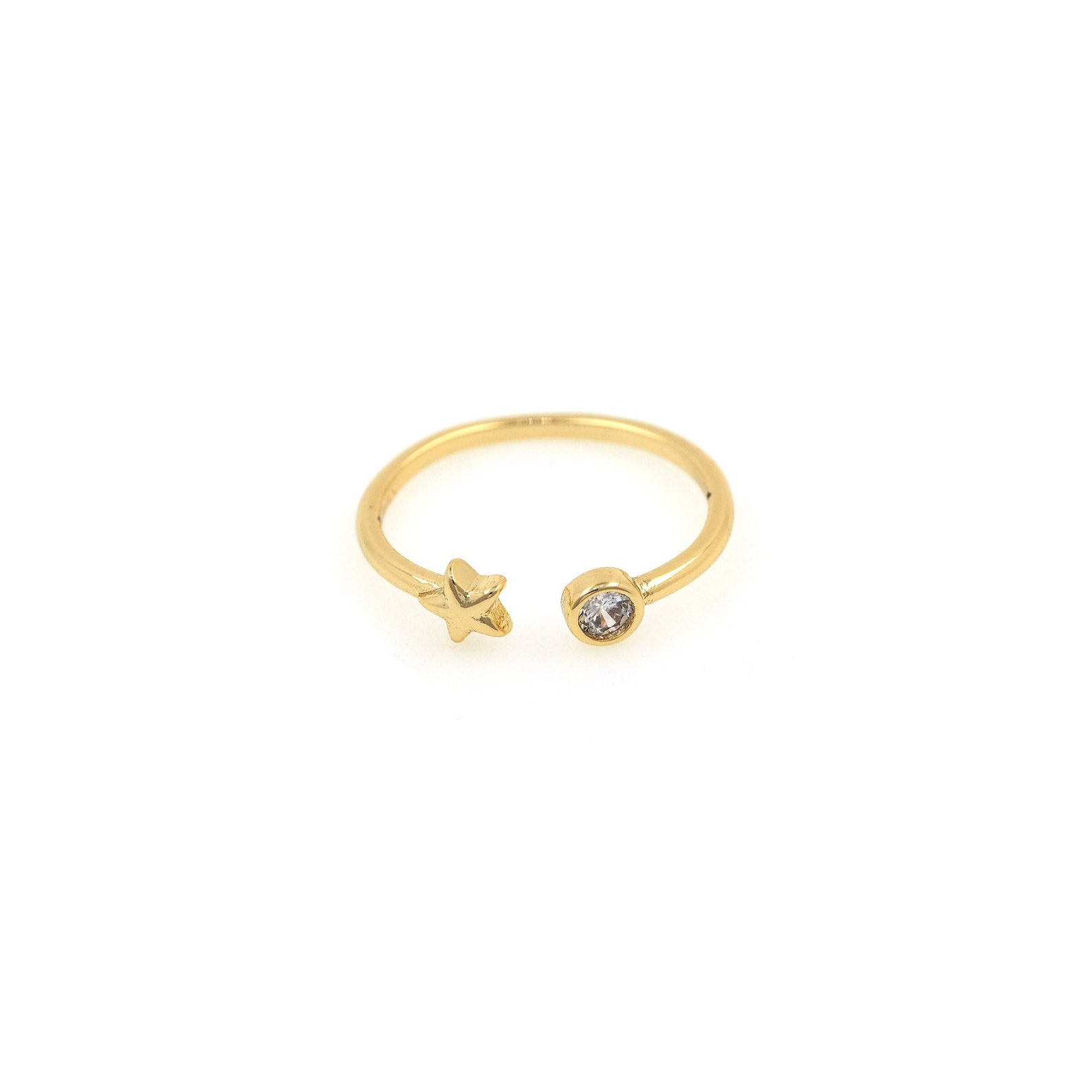 Polaris Ring, 18K Gold Filled Star Ring, Micropavé CZ Star Charm ...