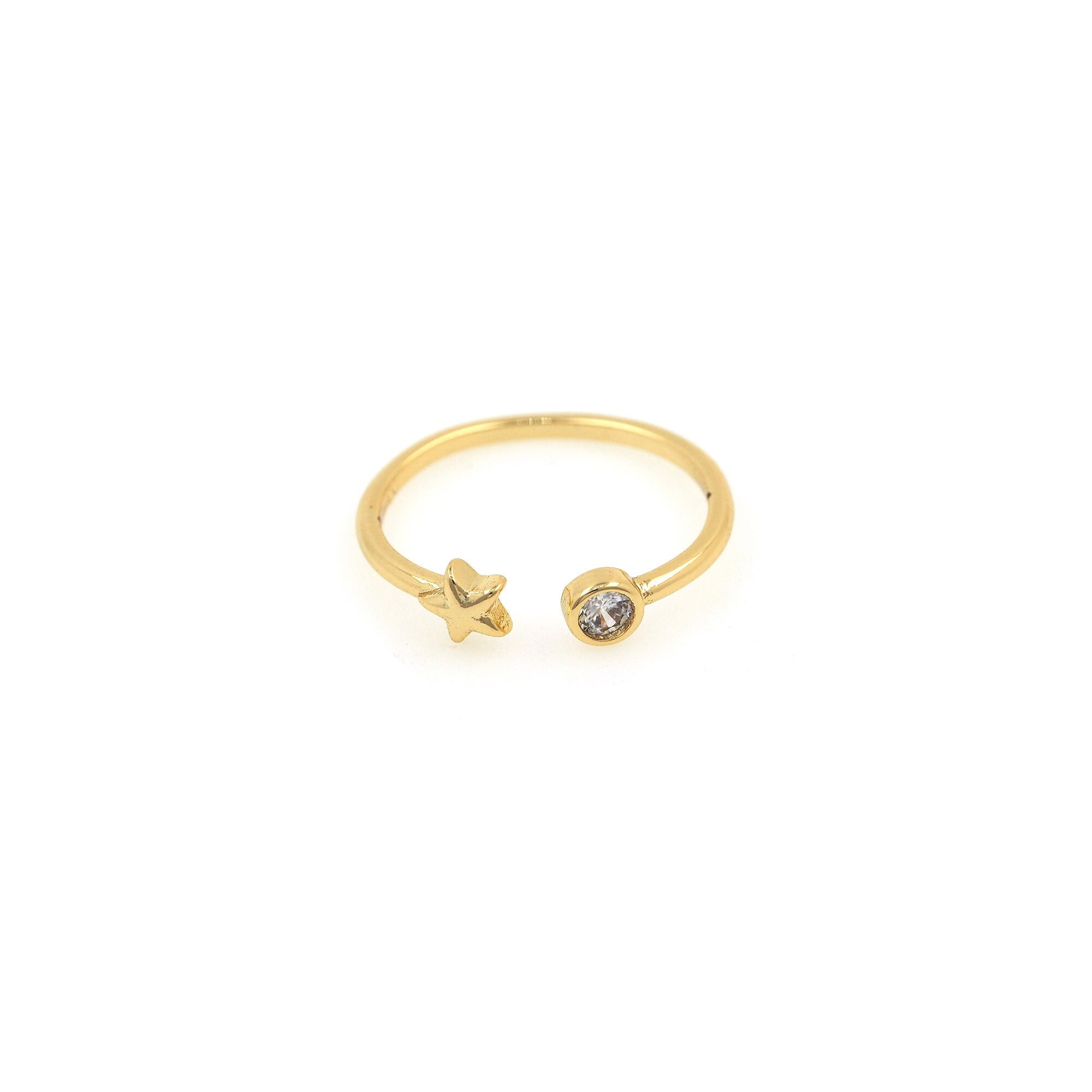 Polaris Ring, 18K Gold Filled Star Ring, Micropavé CZ Star Charm ...