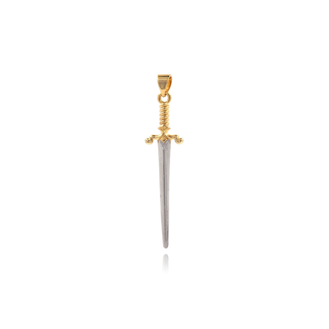 Sword Pendant, 18K Gold Filled Antique Sword Necklace, Micro Pave CZ ...