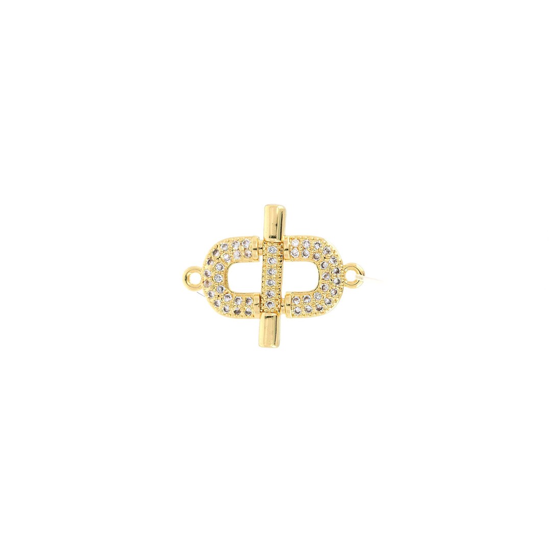 Micropavé CZ Oval Connectors,18k Gold Filled Hollow Connector Charm ...