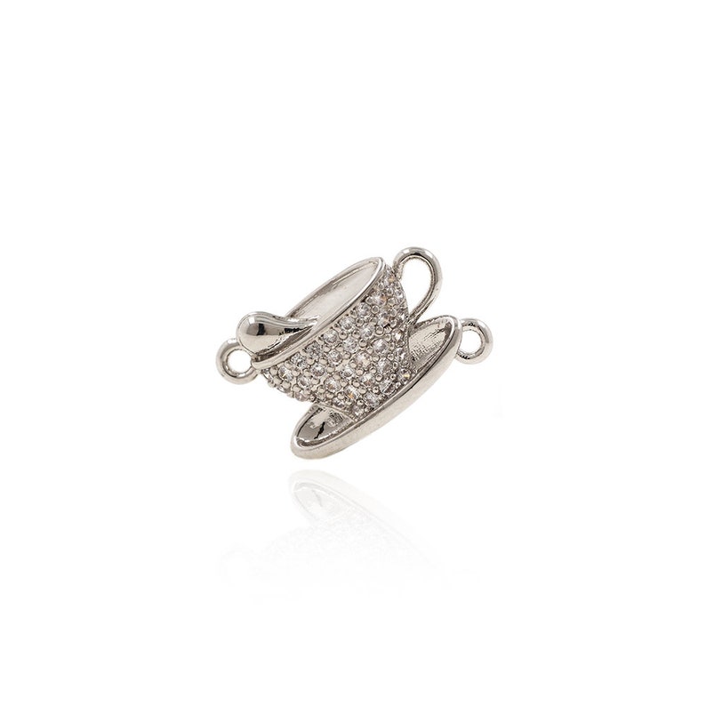 Cup Connectors, 18K Gold Filled Coffee Cup Connector, Micropavé CZ Cup ...
