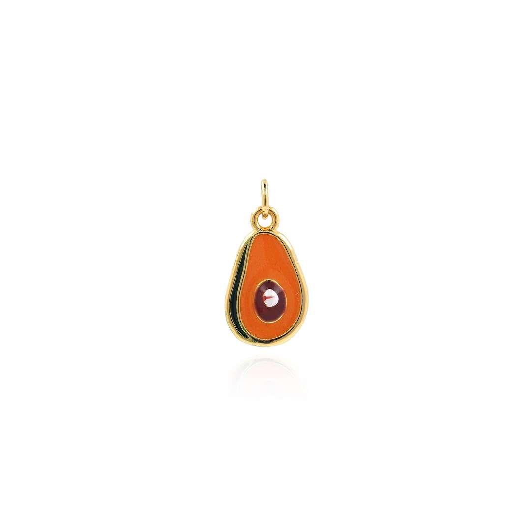 Avocado Charm, 18K Gold Filled Fruit Charm, Enamel Avocado Pendant ...