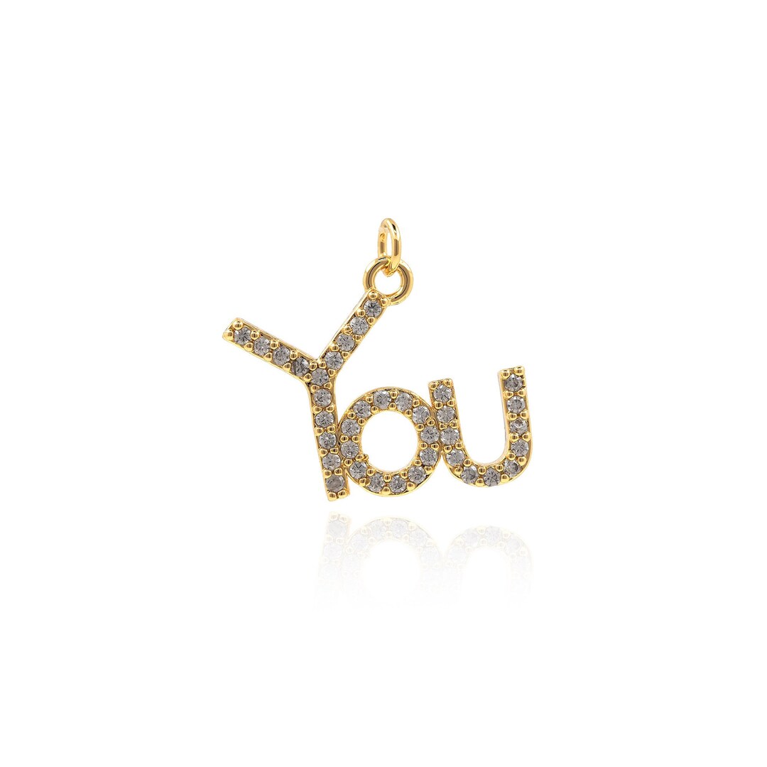18K Gold Filled Letter Charm, Alphabet Pendant, You Pendant, Text ...