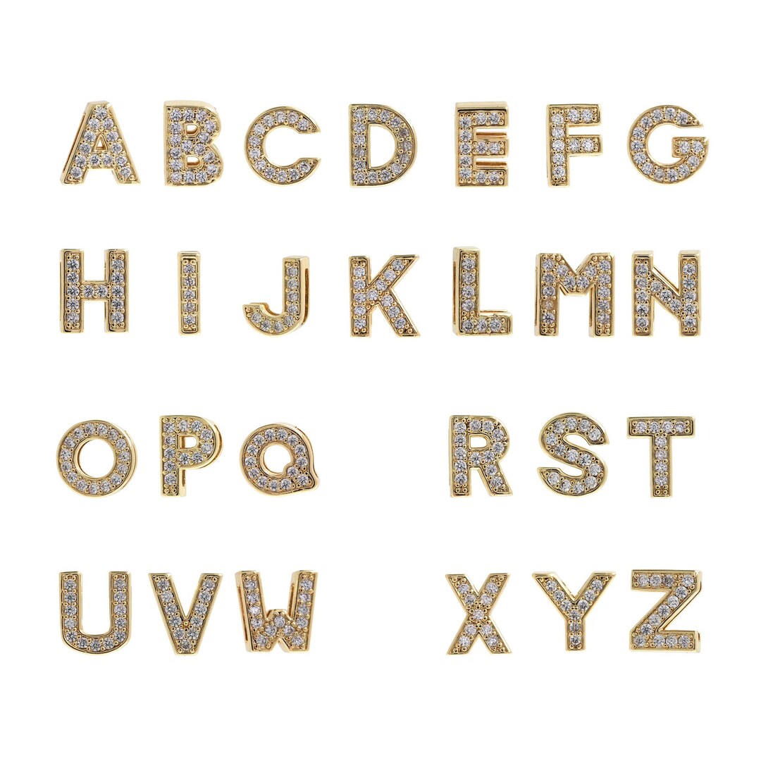 18K Gold Filled Alphabet Spacer Beads,initials 26 Letter Spacer Beads ...