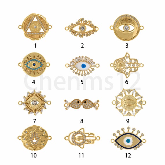 Round Connectorevil Eye Connectormicropavé CZ Connector - Etsy