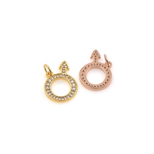 Micropavé CZ Mars Symbol Pendant, 18K Gold Filled Planet Symbol Pendant ...