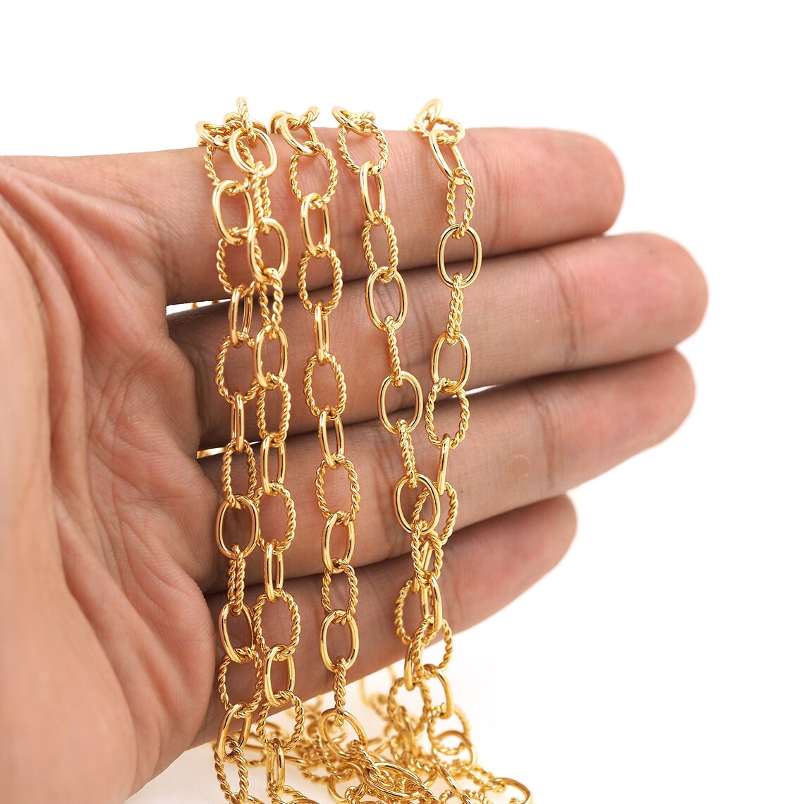 18K Gold Filled Unfinished Chain, Twisted Oval Chain, Round Chain ...