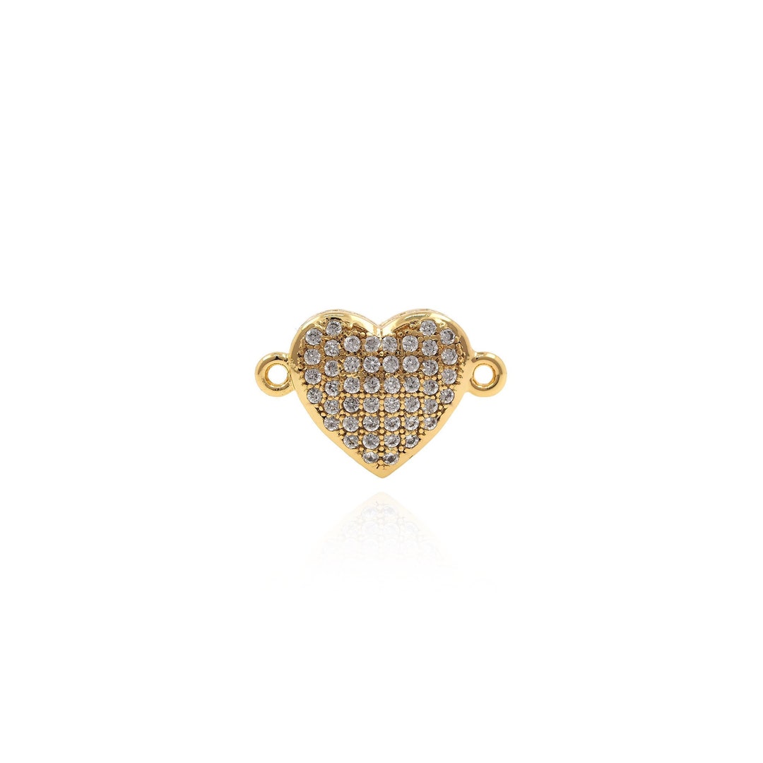 Heart Connector,18k Gold Filling Heart Charm,micro Pavé CZ Heart ...