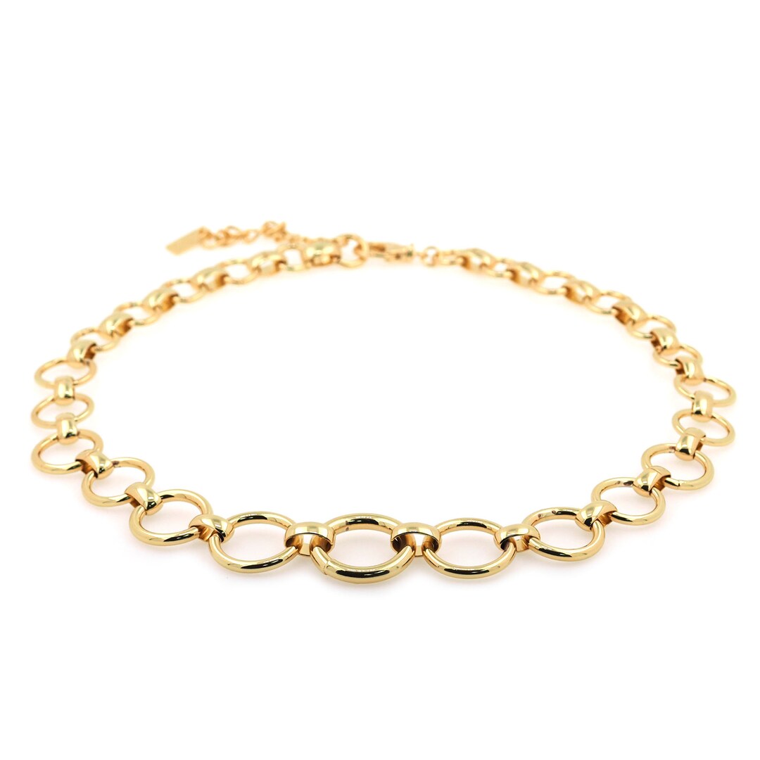 18K Gold Filled Boho Design Chain, Circle Necklace, Draped Necklace ...
