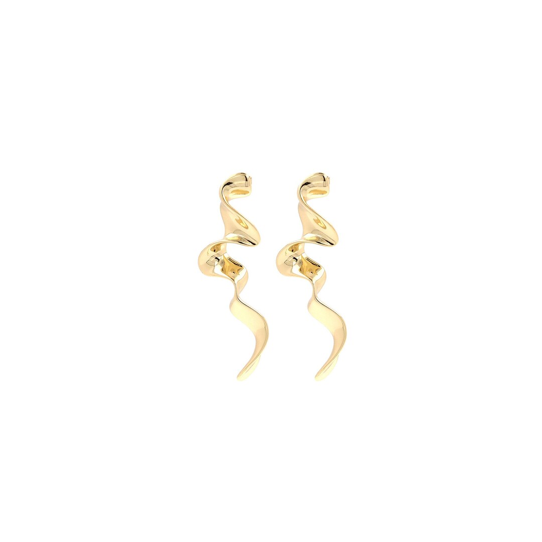 18K Gold Filled Ocean Wave Earrings, Bar Earrings, Bohemian Stud ...
