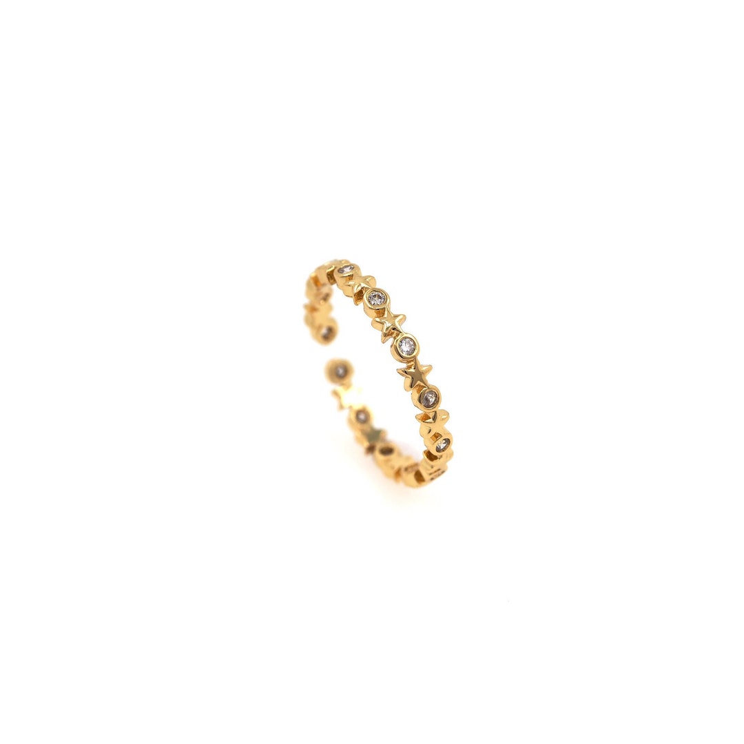 Polaris Ring, 18K Gold Filled Star Ring, Micropavé CZ Star Charm ...