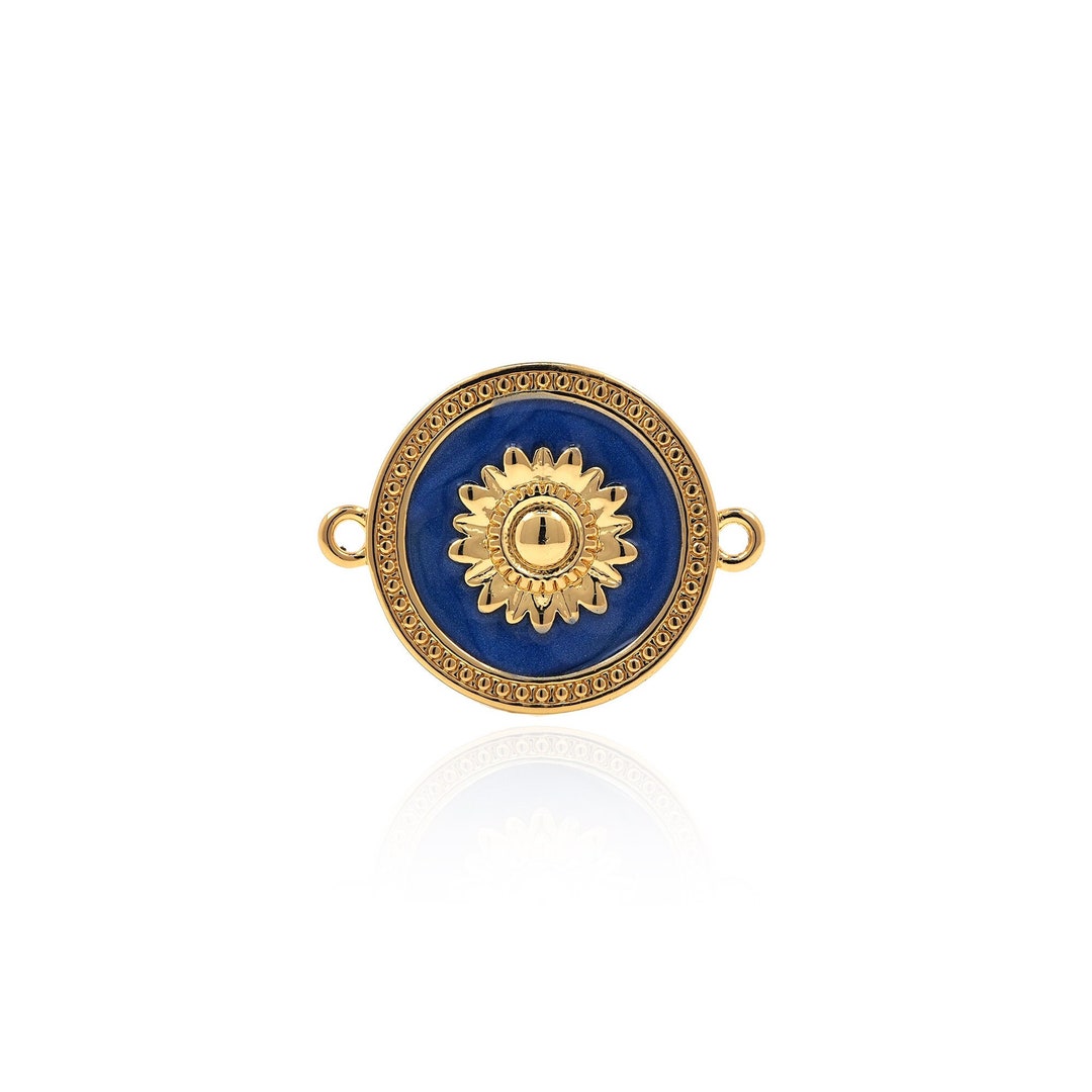 Sunflower Connector,18k Gold Filled Helios Charm, Sun Connector, Enamel ...