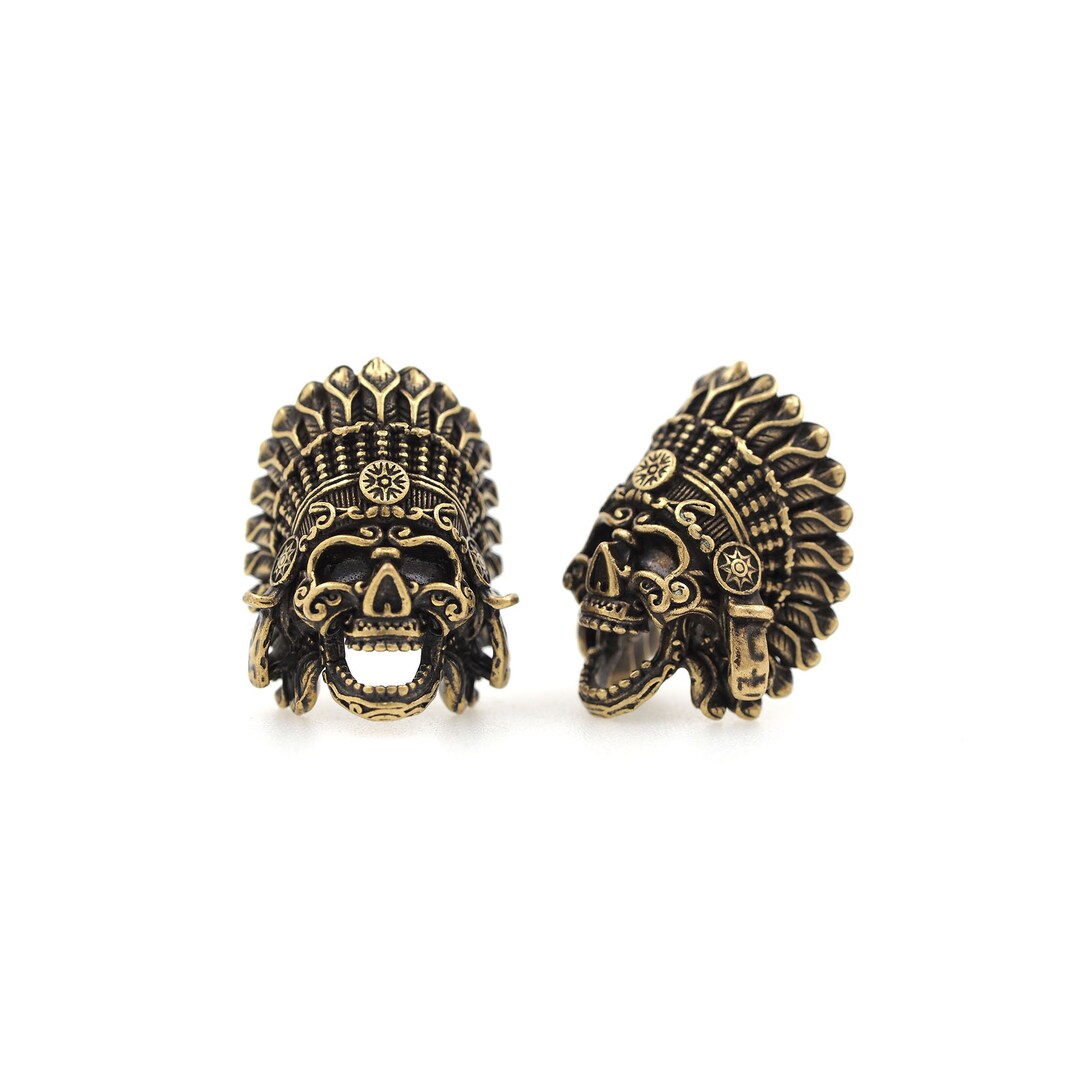 18K Gold Filled Vintage Indian Chief Beads,antique Indian Skull Spacer ...