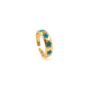 Enamel Polaris Rings, 18K Gold Filled Star Rings, Open Rings, Enamel ...