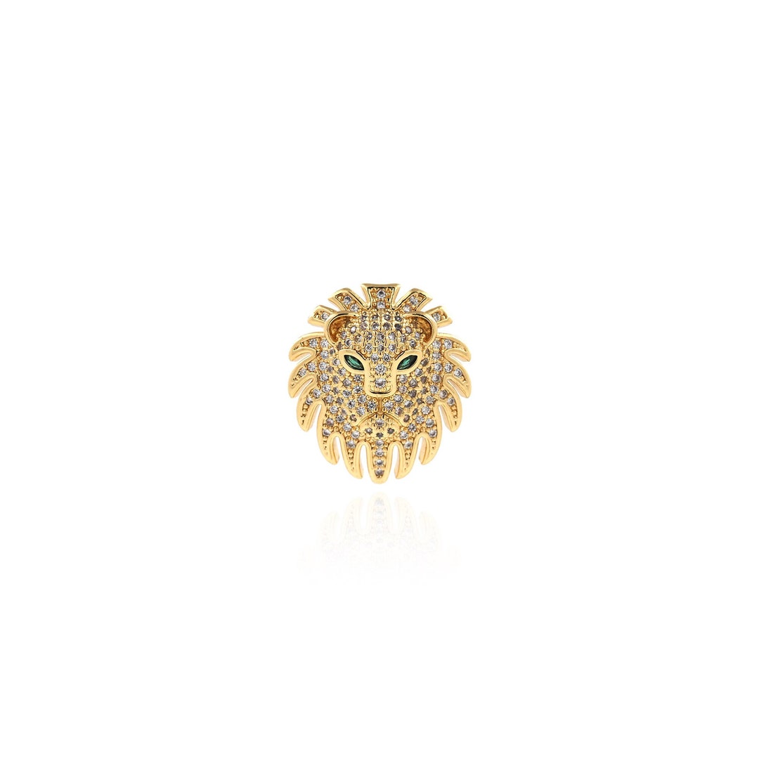 18K Gold Filled Lion Connector, Lion Head Jewelry, Beast Connector ...