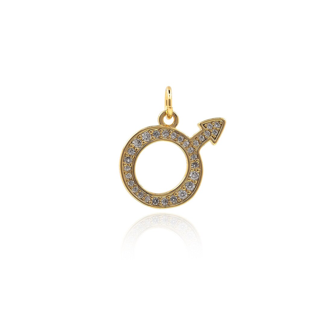 Micropavé CZ Mars Symbol Pendant, 18K Gold Filled Planet Symbol Pendant ...