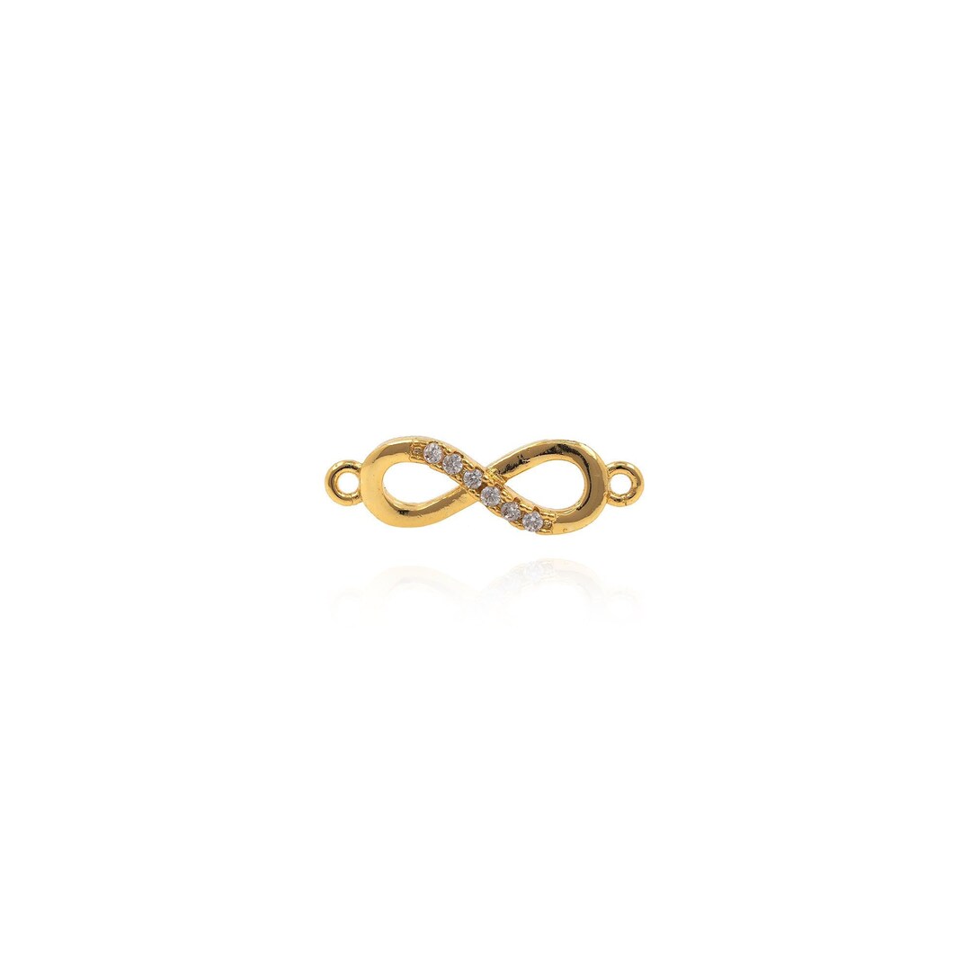Infinite Symbol Connector, 18K Gold Filled Infinity Charm, Micropavé CZ ...