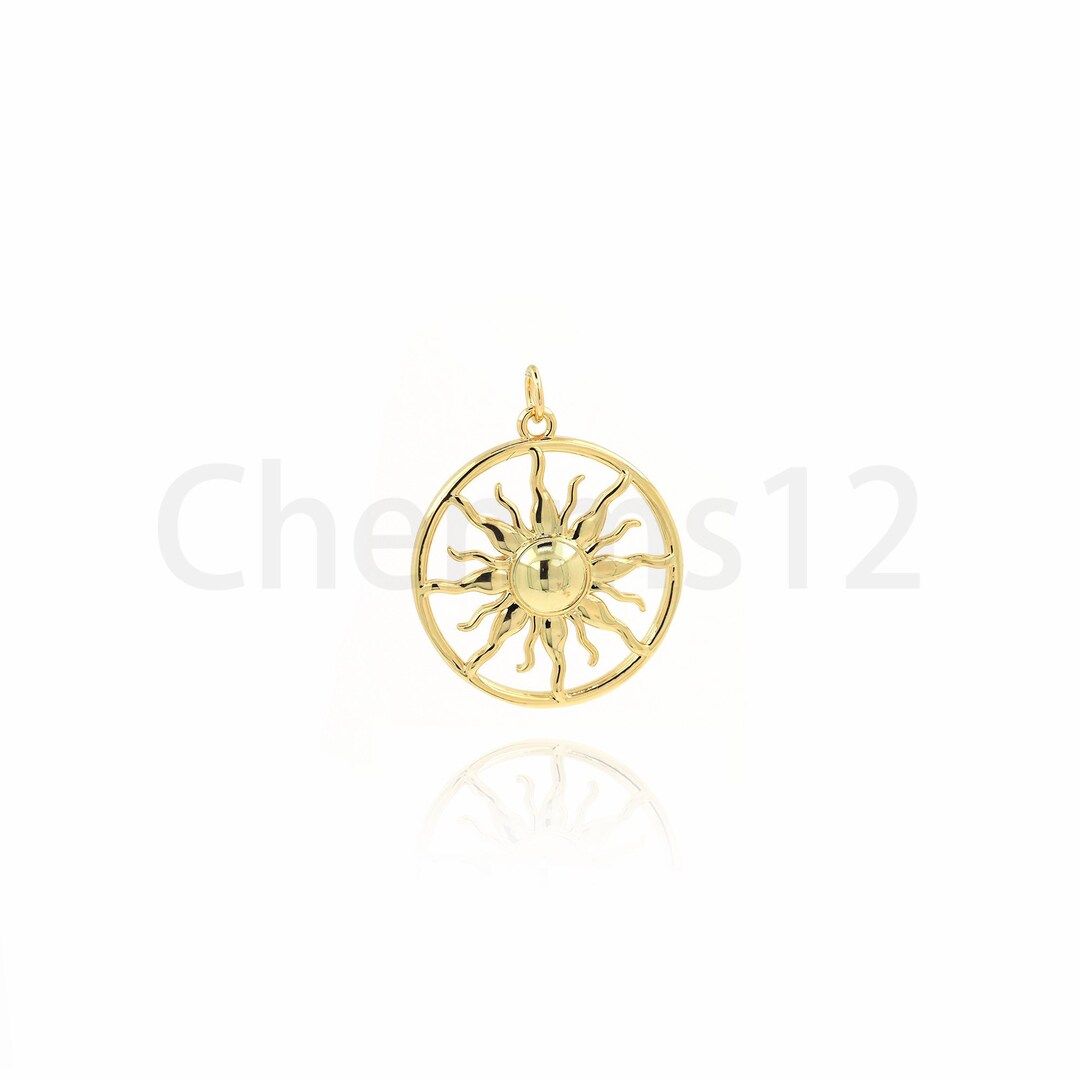 Sun Pendant, 18K Gold Filled Sun Pendant, Round Necklace, Gift for Her ...