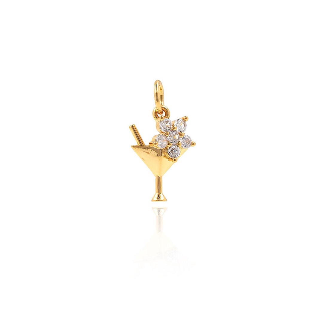 18K Gold Filled Cocktail Pendant,martini Drink Charms,wine Glass ...