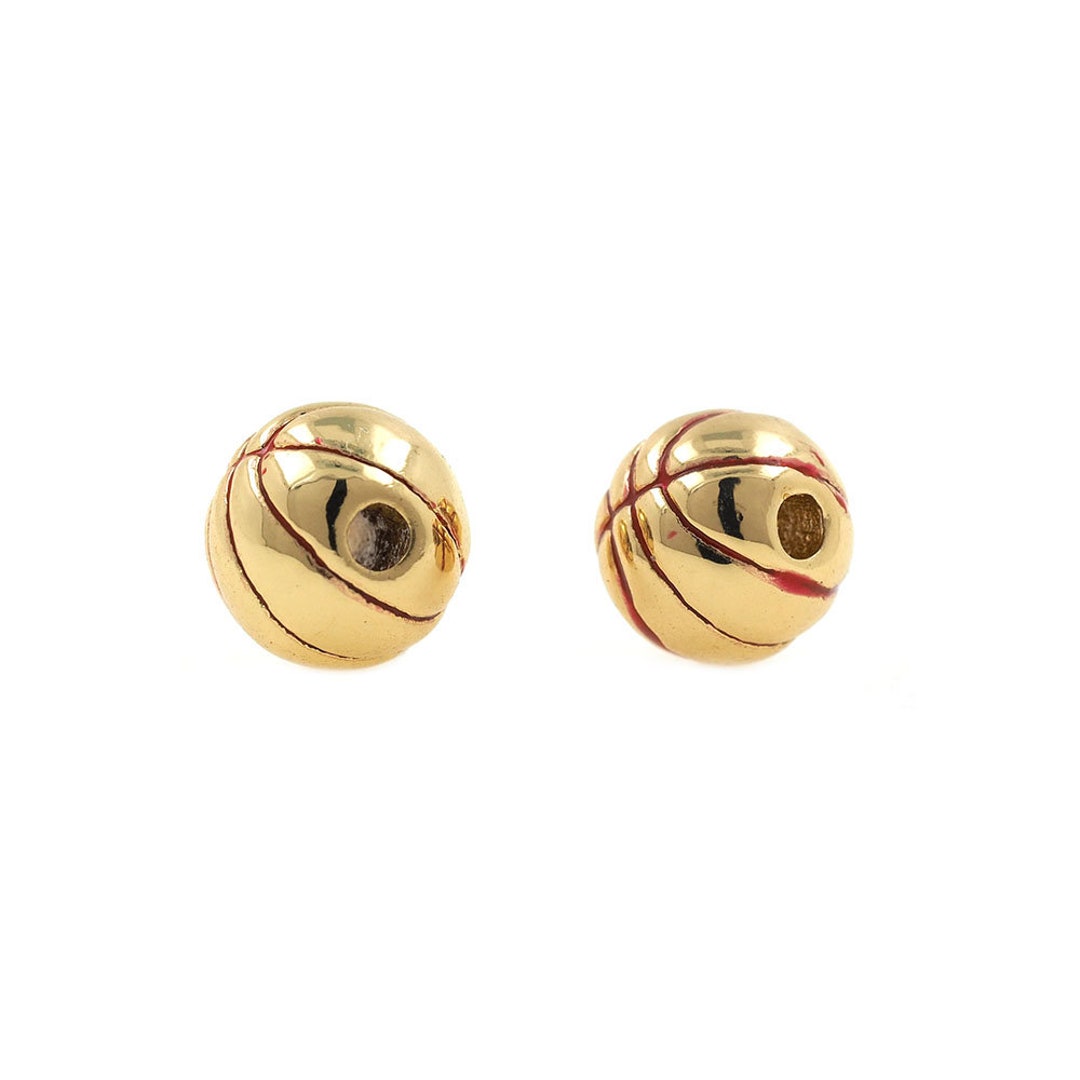 18K Gold Filled Basketball Beads,enamel Ball Beads,basketball Spacer ...