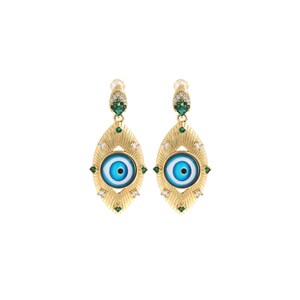 18K Gold Filled Pierced Earrings,evil Eye Earrings,evil Eye Charm ...