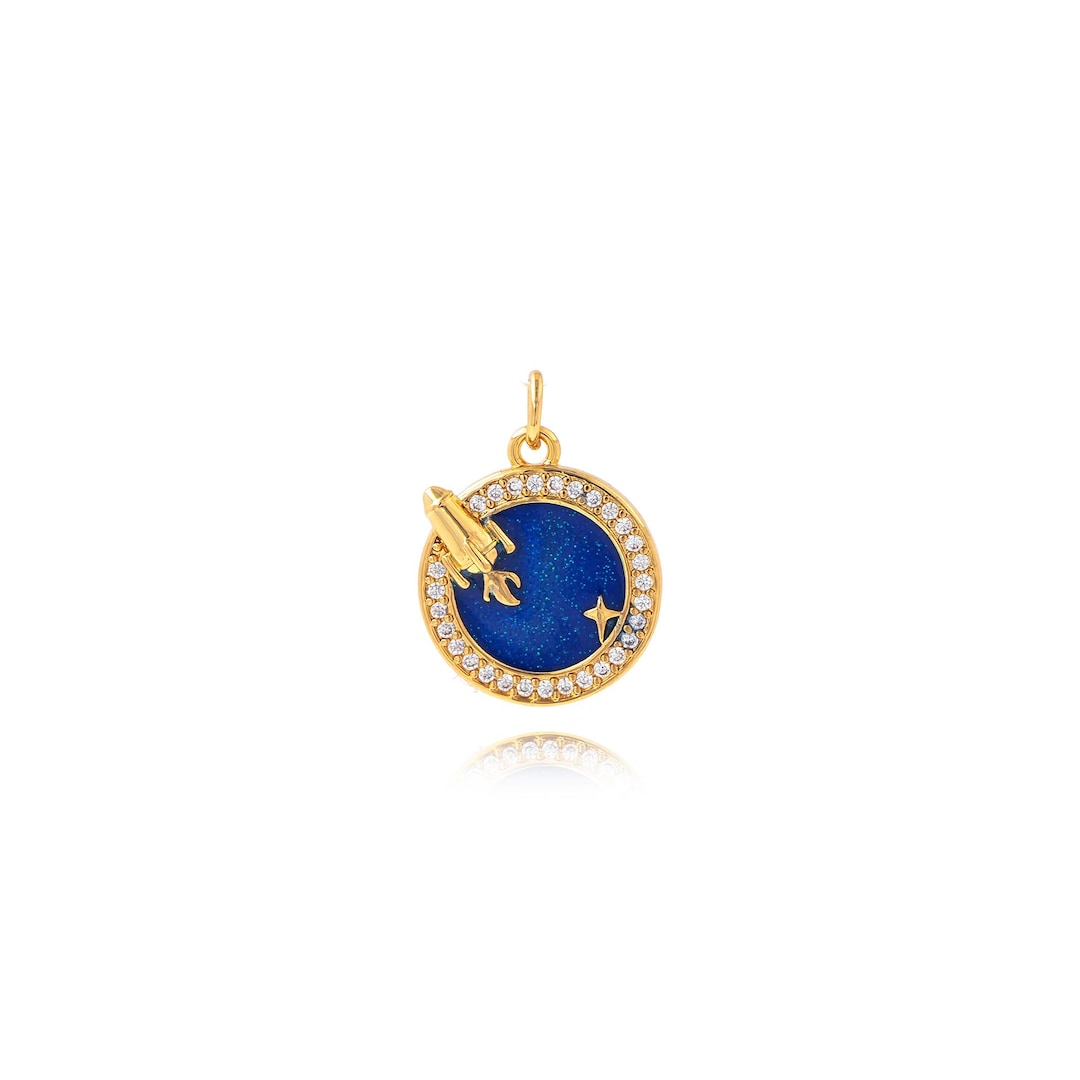 Enamel Universe Pendant, 18K Gold Filled Rocket Charm,nasa Pendant ...